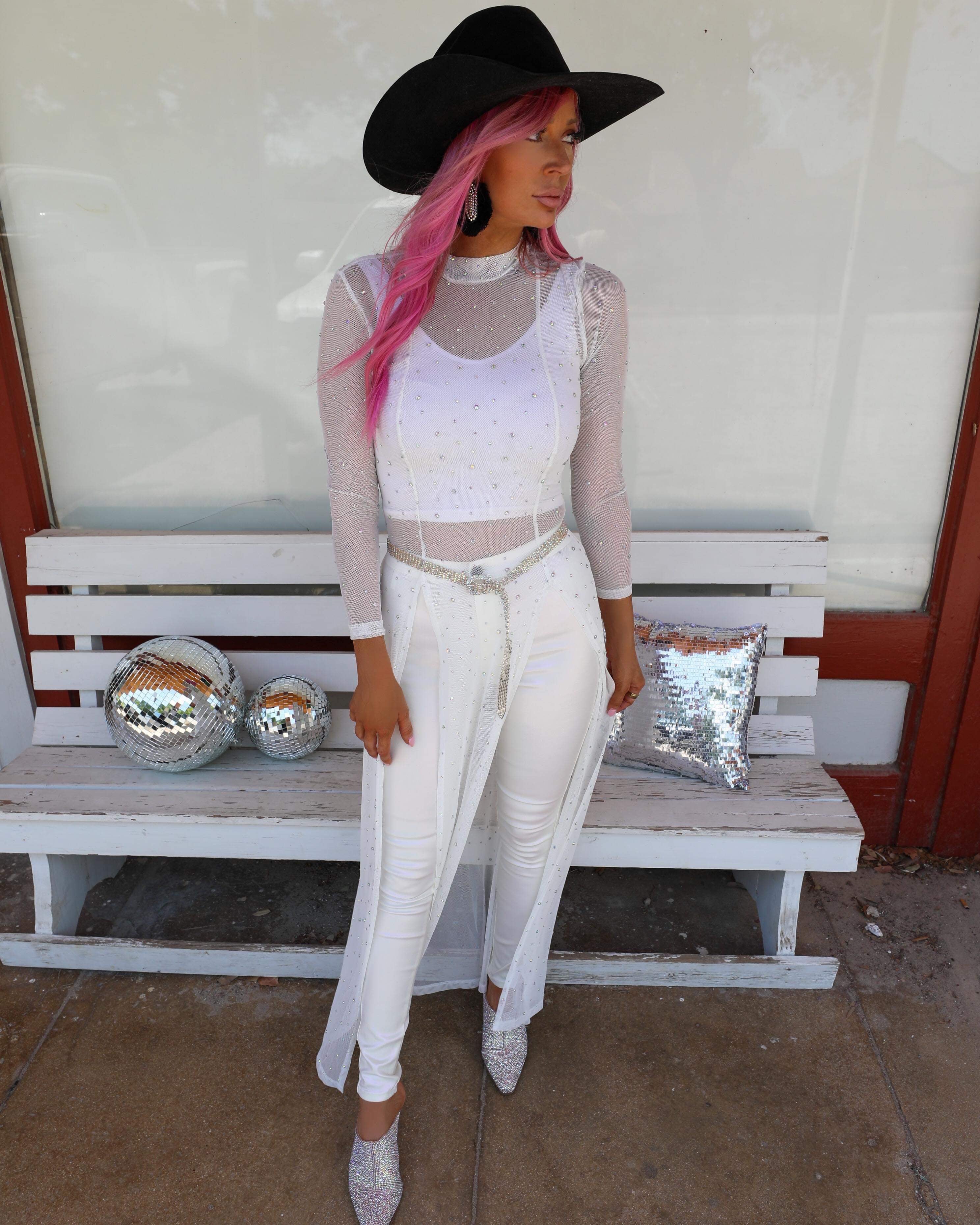 Rhinestone White Maxi Tunic | The Lace Cactus