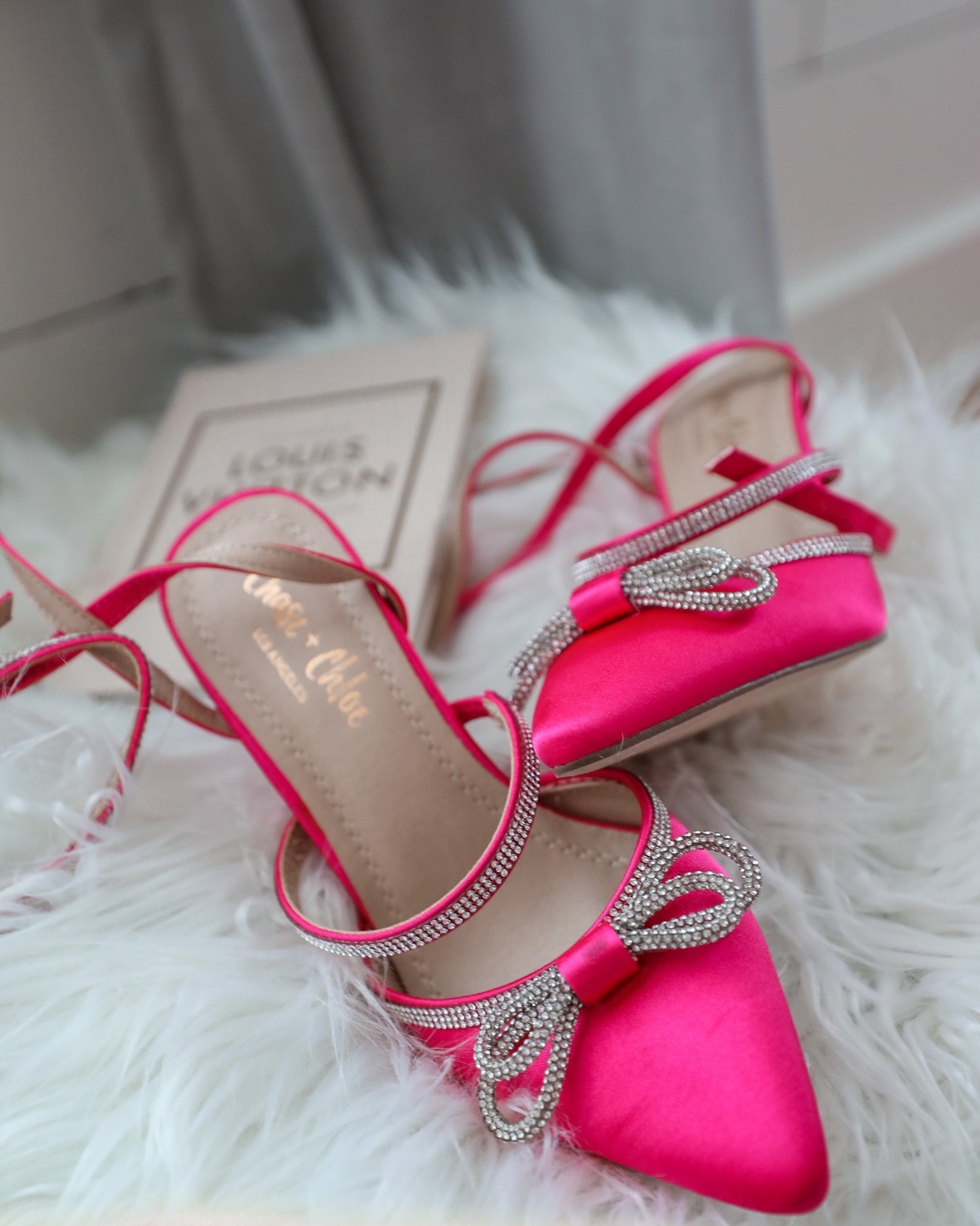 Divine Pink Rhinestone Bow Heels | The Lace Cactus