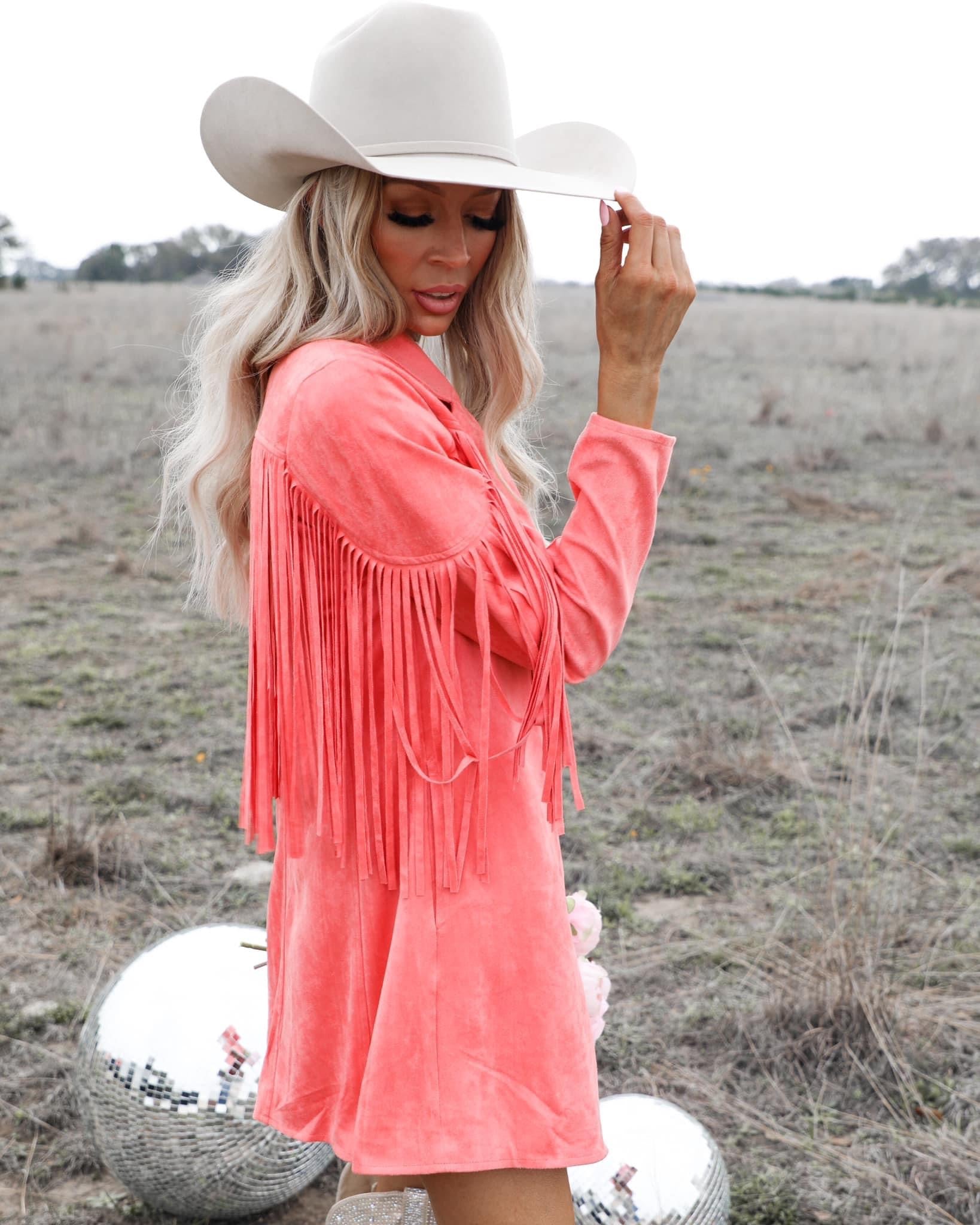 Dutton Coral Suede Jacket | The Lace Cactus