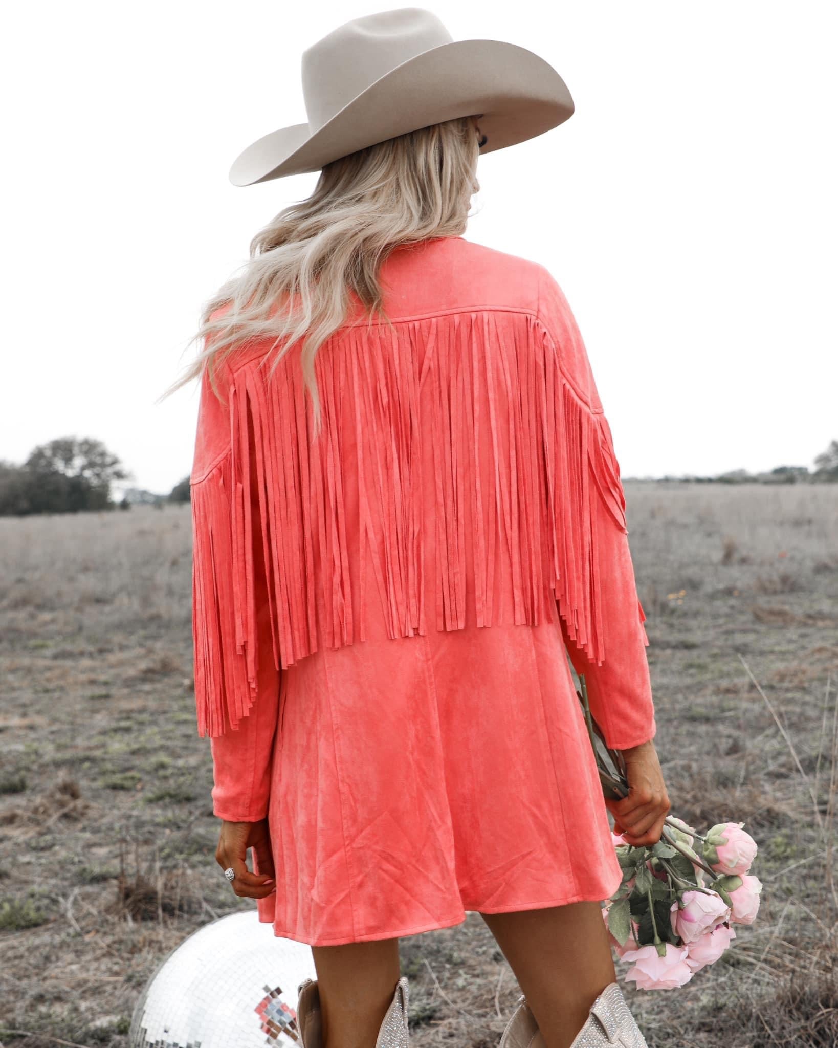 Dutton Coral Suede Jacket | The Lace Cactus