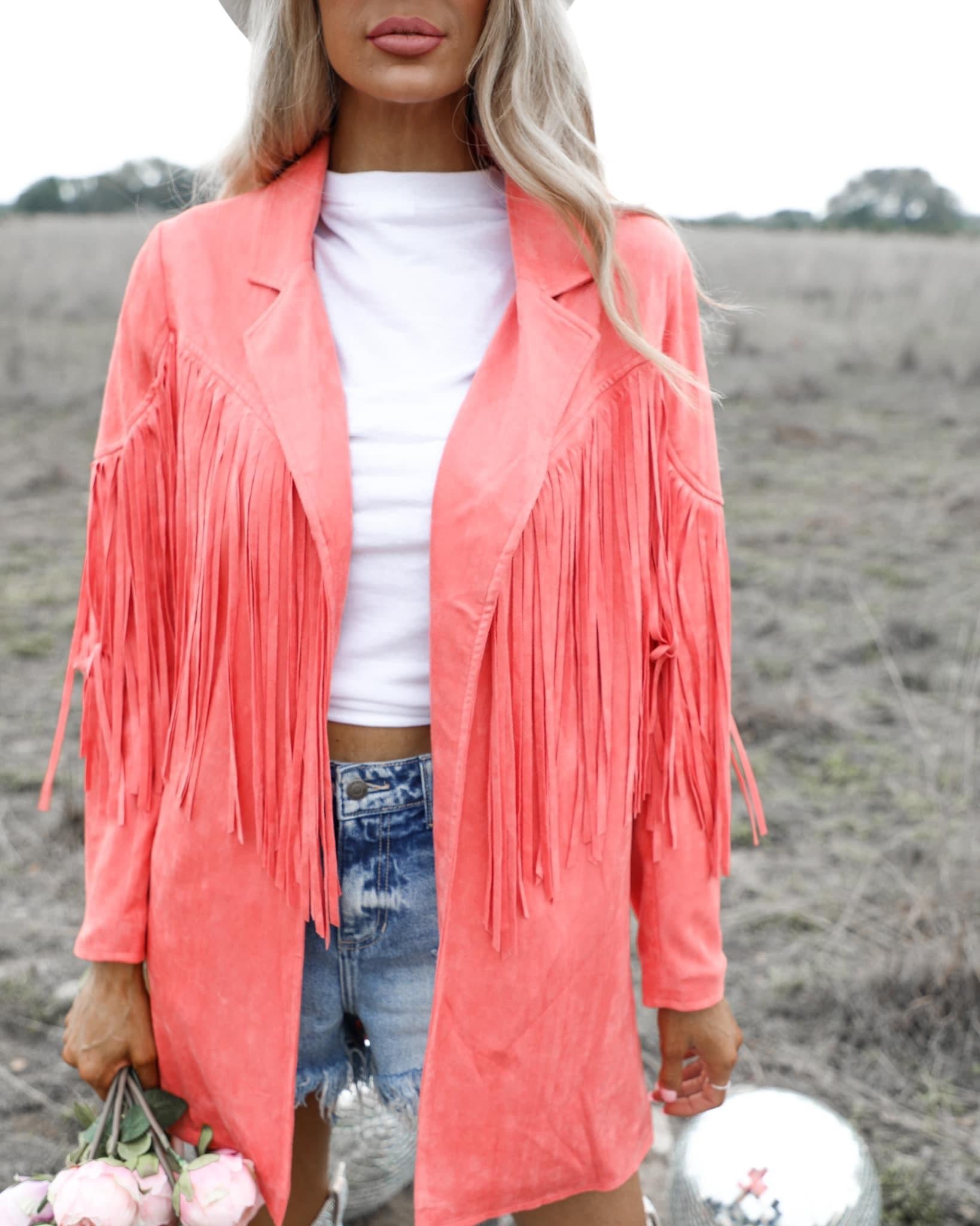 Dutton Coral Suede Jacket | The Lace Cactus