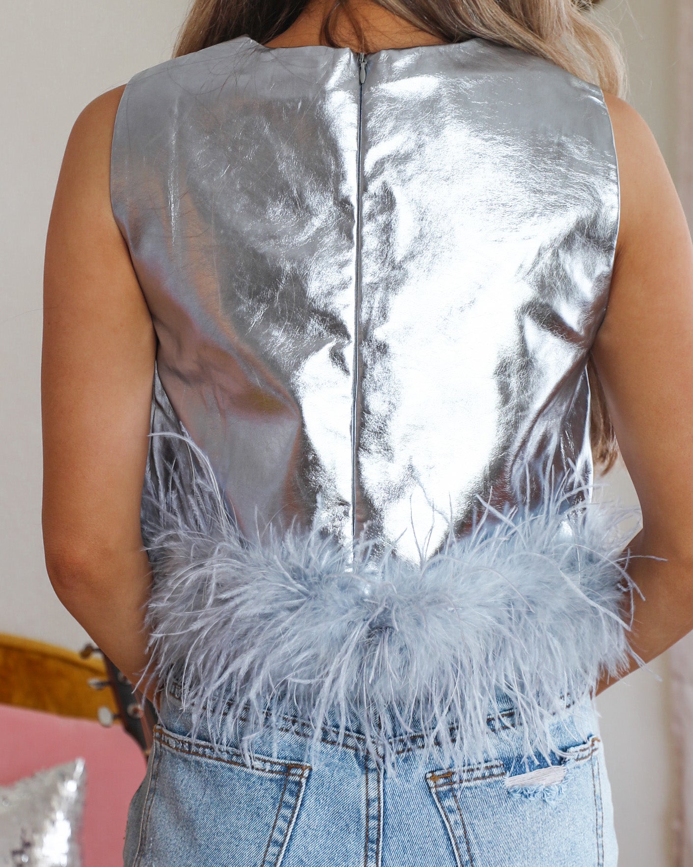 Queenie Metallic Silver Tank – The Lace Cactus